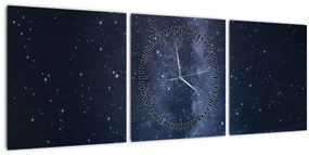 Obraz oblohy s hvězdami (s hodinami) (90x30 cm)