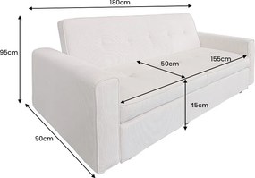 Designová rozkládací sedačka Zaragoza 180 cm béžový manšestr