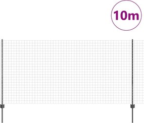 Euro plot s pilotem 10 x 1,2 m Ocel potažená PVC Šedá Síťovina 3336058