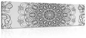 Obraz abstraktní květinová Mandala v černobílém provedení - 120x40 cm