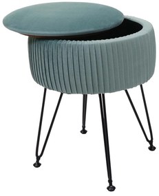 Taburetka s úložným prostorem K47 - samet, v45 x Ø33 cm - Zelená / černá