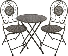 Zelený skládací zahradní Bistro set stůl a 2 židle - Ø 60*71 / 50*40*93 cm