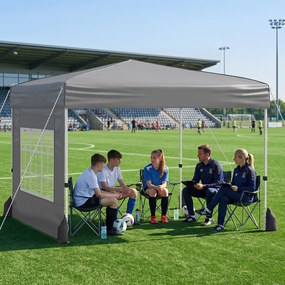 Costway Výsuvný pavilon zimní odolný zahradní altán s 4 odnímatelnými – šedá
