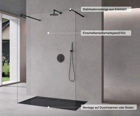 design sprchová zástěna WALK-IN BREMEN 2 - BLACK Double 100-160cm