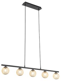 Moderní závěsná lampa černá se zlatem 100 cm 5-light - Athens Wire