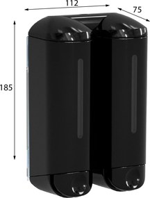 MARPLAST MARPLAST, SHOWER MEDIUM dvojitý dávkovač tekutého mýdla 2x250ml, černá, A94803