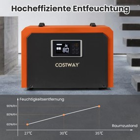 Costway 60 L/den odvlhčovač s vypouštěcí hadicí a 24 H časovač stavební sušička