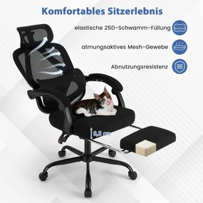 Costway Kancelářské křeslo ergonomické se zasouvací opěrkou nohou psací židle