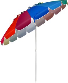 Costway 243 cm plážový slunečník hliníkový sklopný - barevný, barvitý
