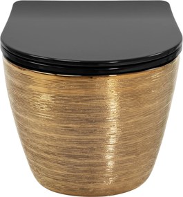 Závěsná WC mísa Rea Carlo Mini Tornado Black Brush Gold