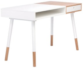 OnaDnes -20% Bílý pracovní stůl Woodman Sonnenblick s dubovou podnoží 120x60 cm