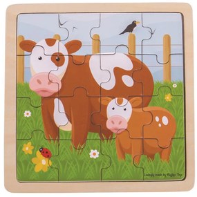 Bigjigs Toys Puzzle Kravička s telátkem