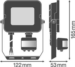 LED reflektor s pohybovým čidlem LEDVANCE FLOODLIGHT COMPACT 20W 3000K teplá bílá