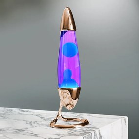 Mathmos Neo Copper, originální lávová lampa, 1x20W, měděná s fialovou tekutinou a tyrkysovou lávou, výška 42cm