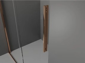 Mexen Velar, sprchový kout s posuvnými dveřmi 100 x 100 cm, 8mm šedé sklo, růžové zlato, 871-100-100-41-60