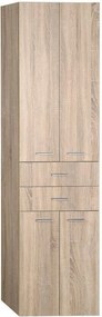 Aqualine Keramia Fresh - Vysoká skříňka ZOJA se zásuvkami, 50x184x29 cm, dub platin 51296