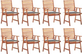 vidaXL Zahradní jídelní židle 8 ks s poduškami masivní akáciové dřevo [3078378] Barva: Šedá