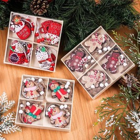 Sada vánočních dřevěných ozdob GINGERBREAD, 12 ks