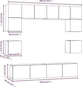 vidaXL 8dílný set TV skříněk kompozitní dřevo [3114412] Barva: dub sonoma