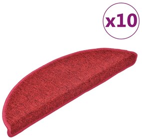 Schodové rohože 10 ks 56 x 17 x 3 cm červené půlkulaté 149745
