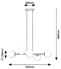 Rabalux 72249 - Lustr na lanku KIARA 6xE27/35W/230V zlatá