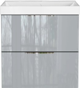 Šedá lesklá závěsná skříňka pod umyvadlo 61x65 cm Celano – Germania