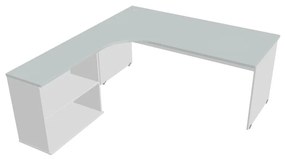Sestava stolu a skříně pravá 180 cm - Hobis Gate GE 1800 H P Dekor stolové desky: šedá, Dekor lamino podnože: bílá