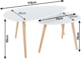 Set 2 konferenčních stolků, bílá / buk, FOLKO NEW
