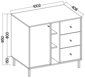 TOKYO 2 e | komoda 824 | 100,2 cm | eukalyptová/černá