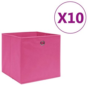 Úložné boxy 10 ks netkaná textilie 28 x 28 x 28 cm růžové 325205