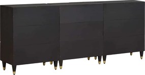 Sada koupelnových skříněk 3 ks 180 x 33 x 75 cm Černá 3310158