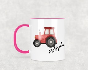 Domovi Plastový hrnek s vlastním jménem Traktor červený 330ml Barva ucha a zevnitř: Růžová