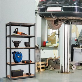 Costway Úložný regál 5 úrovní s kovovým rámem, nosnost do 650 kg, černý
