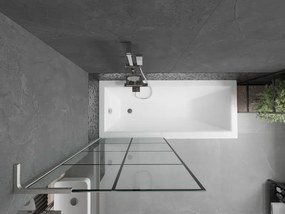 Mexen Next L, 1-křídlová vanová zástěna 80 x 150 cm, 6mm čiré sklo-černý vzor, ​​6mm čiré sklo, profil broušená ocel, 895-080-000-03-77-97