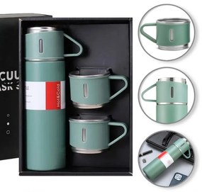 Termoska 500 ml se 3 šálky HOT&COLD, zelená