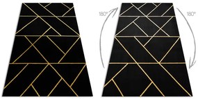 Dywany Łuszczów, Kusový koberec Emerald geometric 1012 black and gold, 140x190, černá, chodba / předsíň