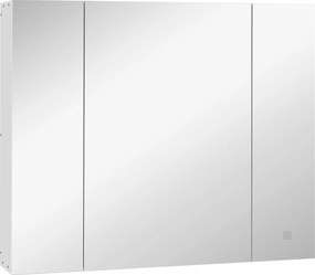 HOMCOM Koupelnová skříňka se zrcadlem a LED osvětlením - Moderní koupelnový nábytek s nastavitelnými policemi a USB 90x15x75 cm Bílá | Aosom