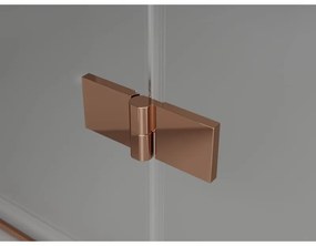 Mexen Lunar, L půlkruhový výklopný sprchový kout 90 x 90 cm, 8mm čiré sklo, profil růžové zlato, 833L-090L-090P-60-00