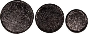 3ks černý kovový dekorativní podnos/ tác - Ø 40*2 / Ø 35*2 / Ø 29*2 cm