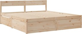 Postel se zásuvkami a matrací 200 x 200 cm masivní borovice 3281886