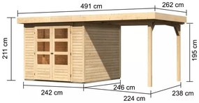 Dřevěný zahradní domek ASKOLA 3,5 s přístavkem 240 Lanitplast Antracit