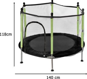 Creative Corner Trampolína pro domácí zahradu pro děti míčová síť 140cm 55inch zelená