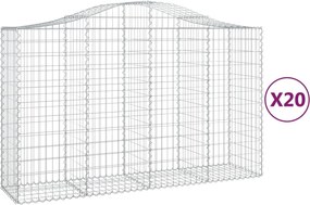 Klenuté gabionové koše 20ks 200x50x120/140cm pozinkované železo 3145676