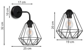 Nástěnné svítidlo Fusion, 1x černé drátěné stínítko
