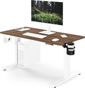 Elektrický stůl s nastavitelnou výškou ergonomický bílý/ořech,1200x600 mm: ARIA