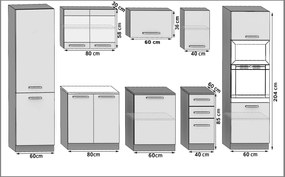 Kuchyňská linka Belini 300 cm dub sonoma s pracovní deskou Syntka  TOR SYNTKA/5/WT/DS/0/F
