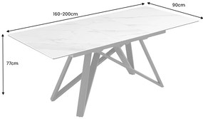 Roztahovací keramický stůl Callen 160-200cm mramor bílý