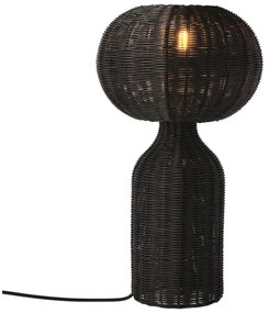 Černá stolní lampa s ratanovým stínidlem (výška 43 cm) Werna – Villa Collection