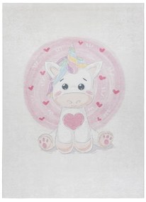 Dywany Łuszczów, Dětský kusový koberec Bambino 1128 Unicorn, 80x150, růžová, dětský pokoj
