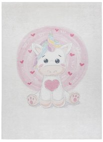 Dywany Łuszczów, Dětský kusový koberec Bambino 1128 Unicorn, 80x150, růžová, dětský pokoj